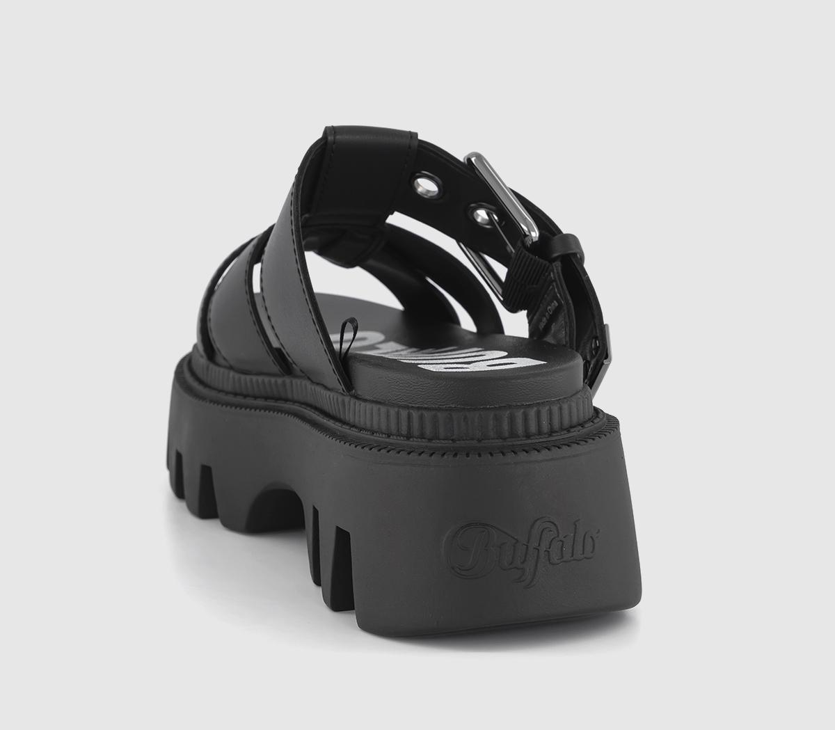 Buffalo Flora Slides Black - Women’s Sandals