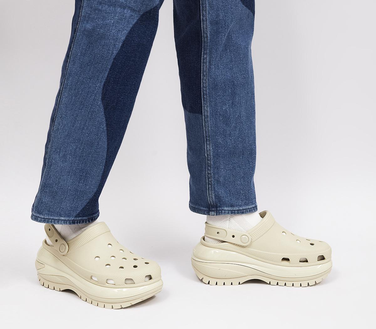 Crocs Classic Mega Crush Clogs Bone - Flat Shoes for Women