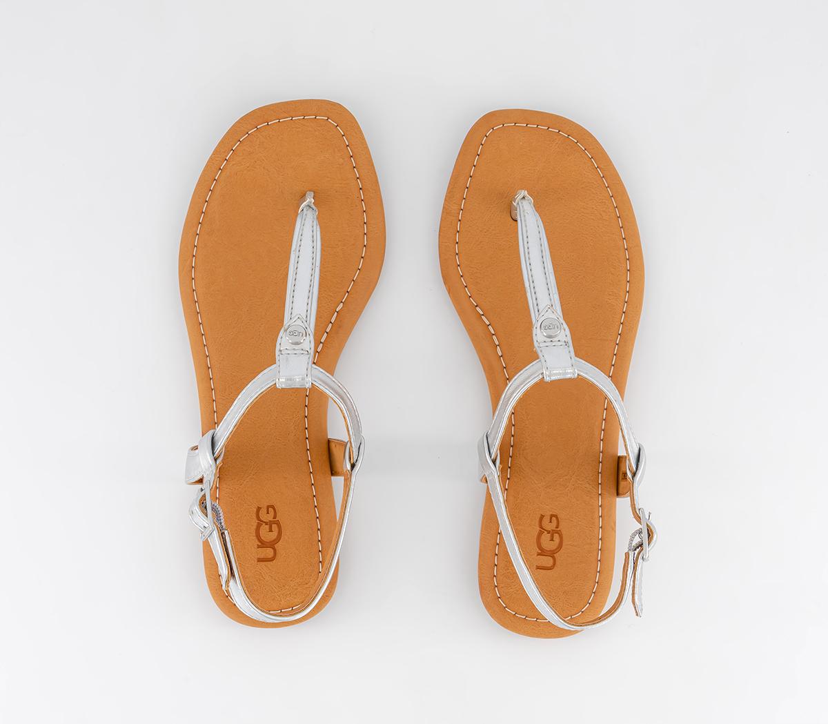 UGG Madeena Toe Thong Sandals Silver - Women’s Sandals