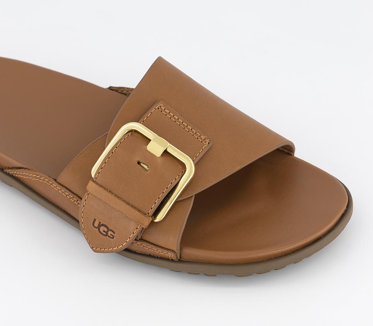 UGG Solivan Buckle Slides Tan - Women’s Sandals