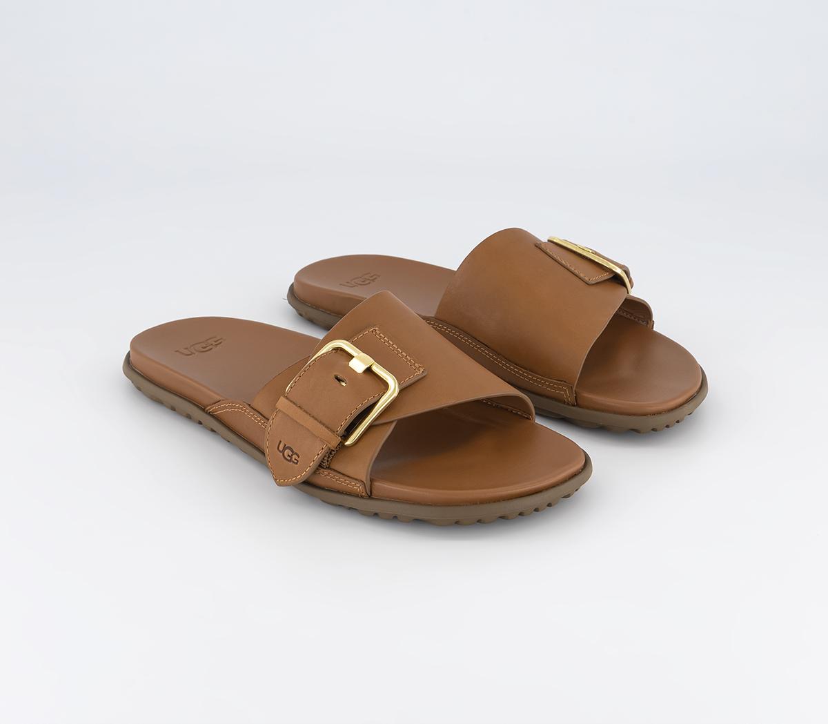 UGG Solivan Buckle Slides Tan - Women’s Sandals