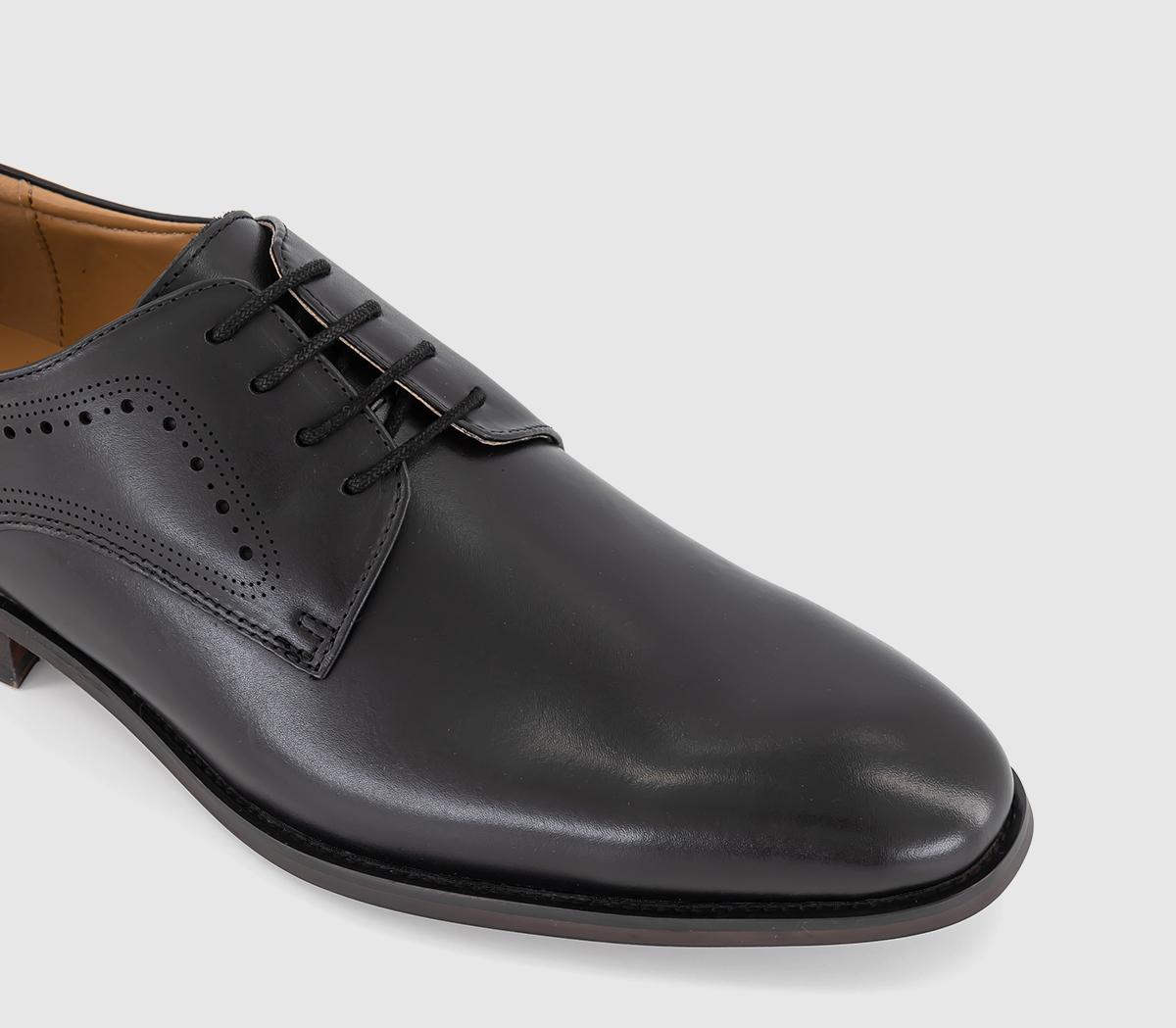 OFFICE Milo Brogue Panel Leather Derby Shoes Black Leather - Derby Shoes