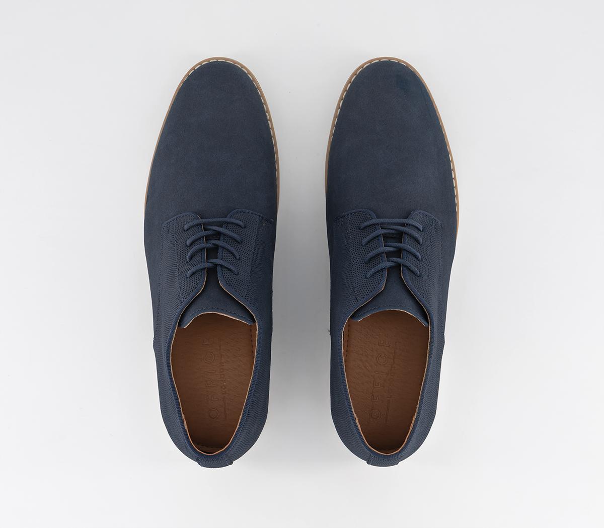 OFFICE Cheadle 2 White Sole Embossed Back Derby Shoes Navy - Men's ...