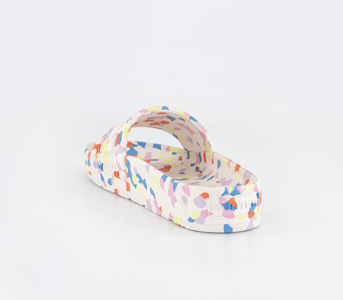 Hunter W Org Marble Lightweight Slides Shaded White - Women’s Sandals