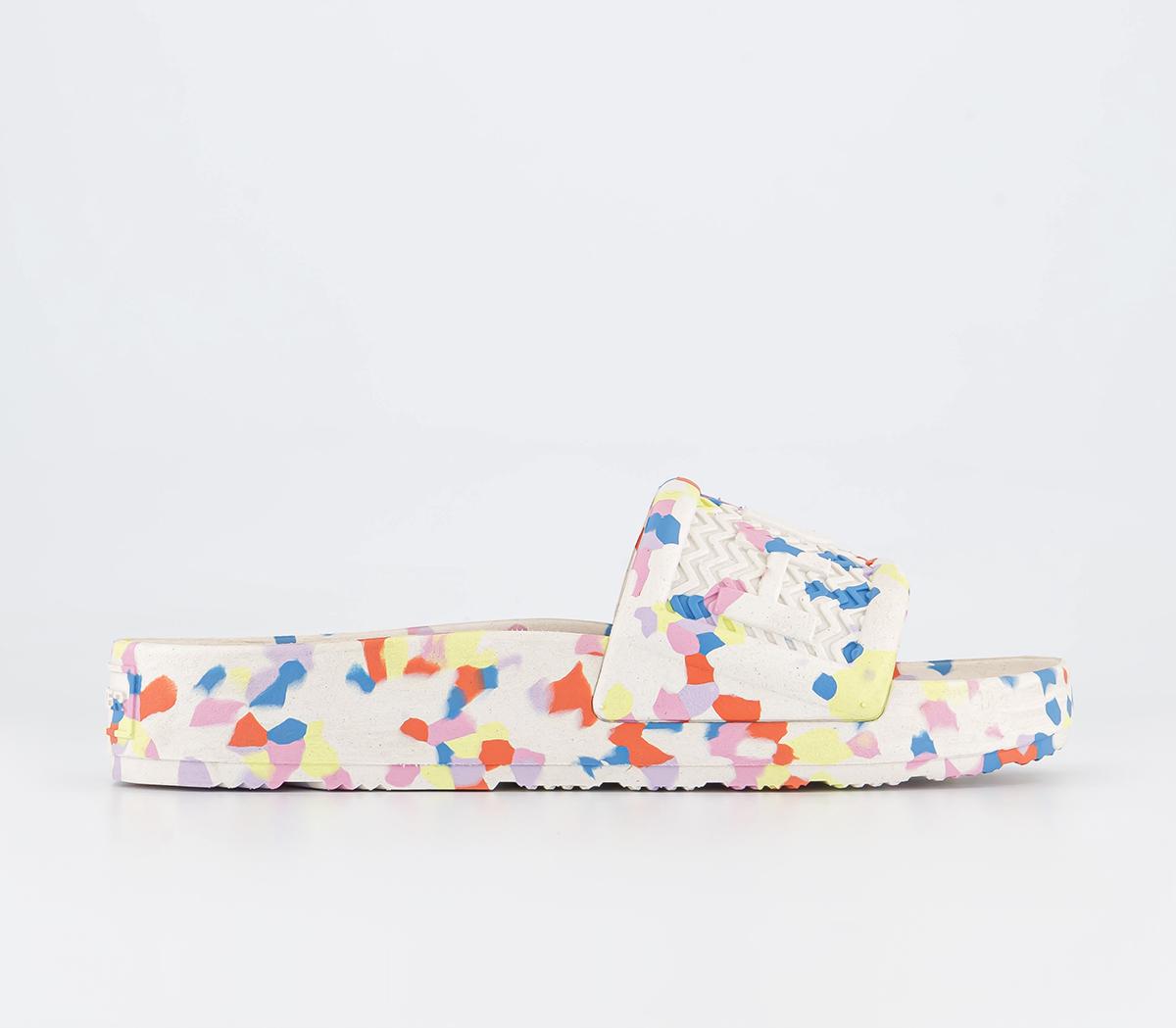 Hunter W Org Marble Lightweight Slides Shaded White - Women’s Sandals