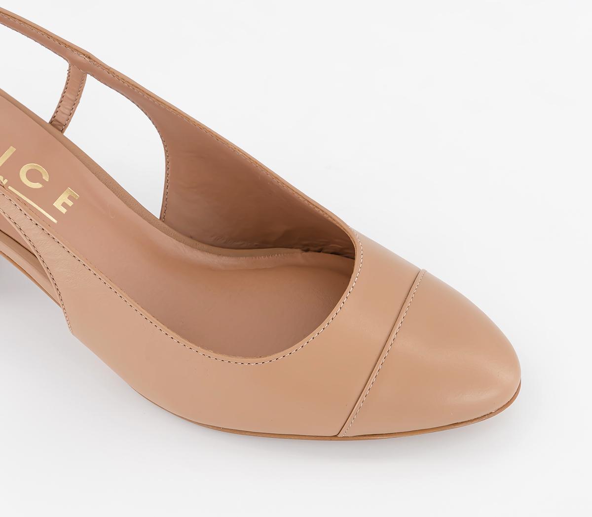 OFFICE Mirage Slingback Block Courts Camel Leather - Mid Heels
