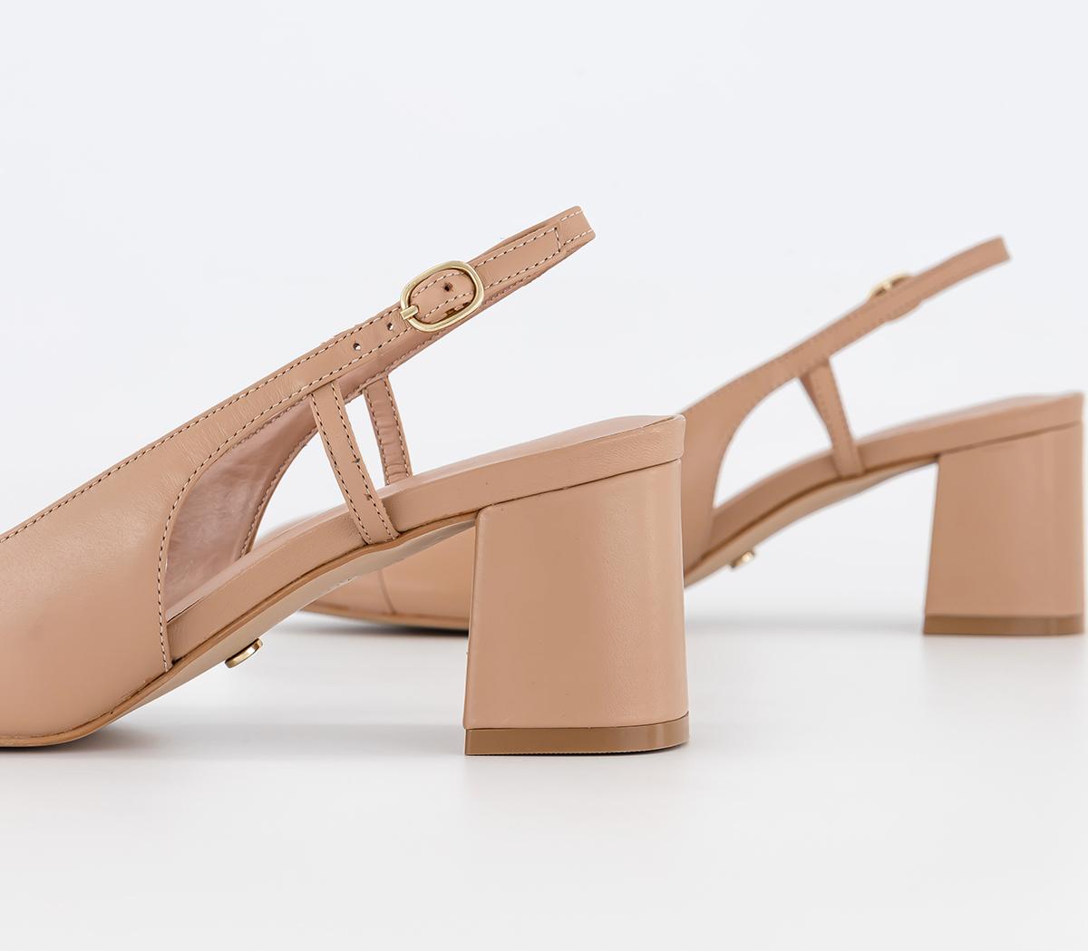 OFFICE Mirage Slingback Block Courts Camel Leather - Mid Heels