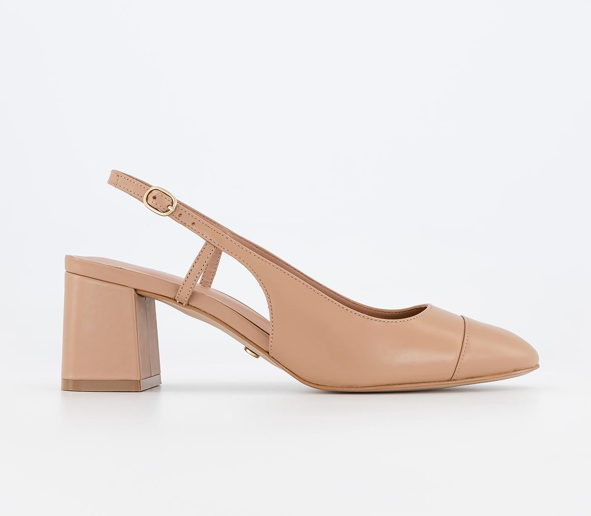 OFFICE Mirage Slingback Block Courts Camel Leather - Mid Heels