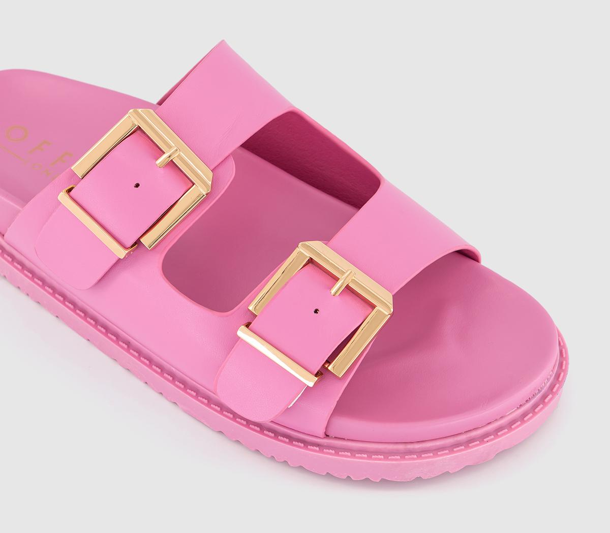 OFFICE Sunkissed Double Strap Chunky Sliders Hot Pink - Women’s Sandals