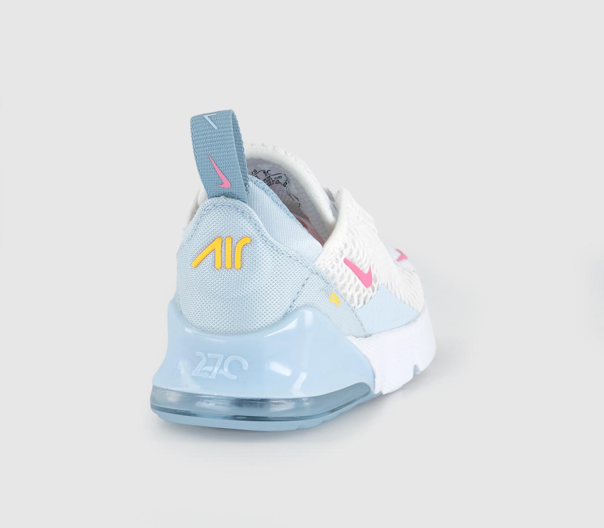 Nike Air Max 270 Toddler White Pinksicle Blue Tint Light Armory Blue ...
