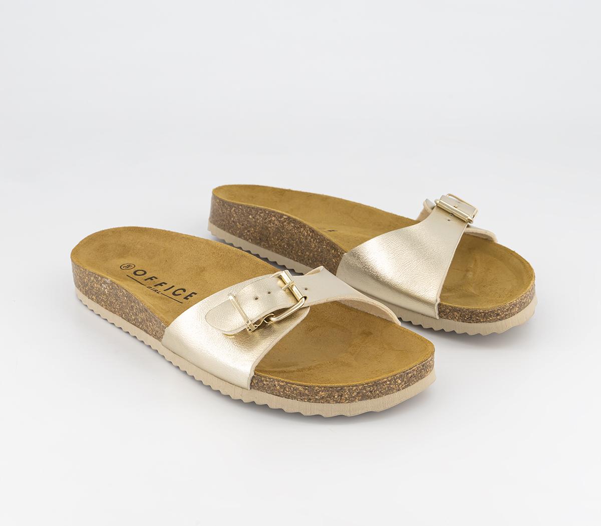 OFFICE Savannah Single Slide Footbeds Gold - Flat Shoes for Women