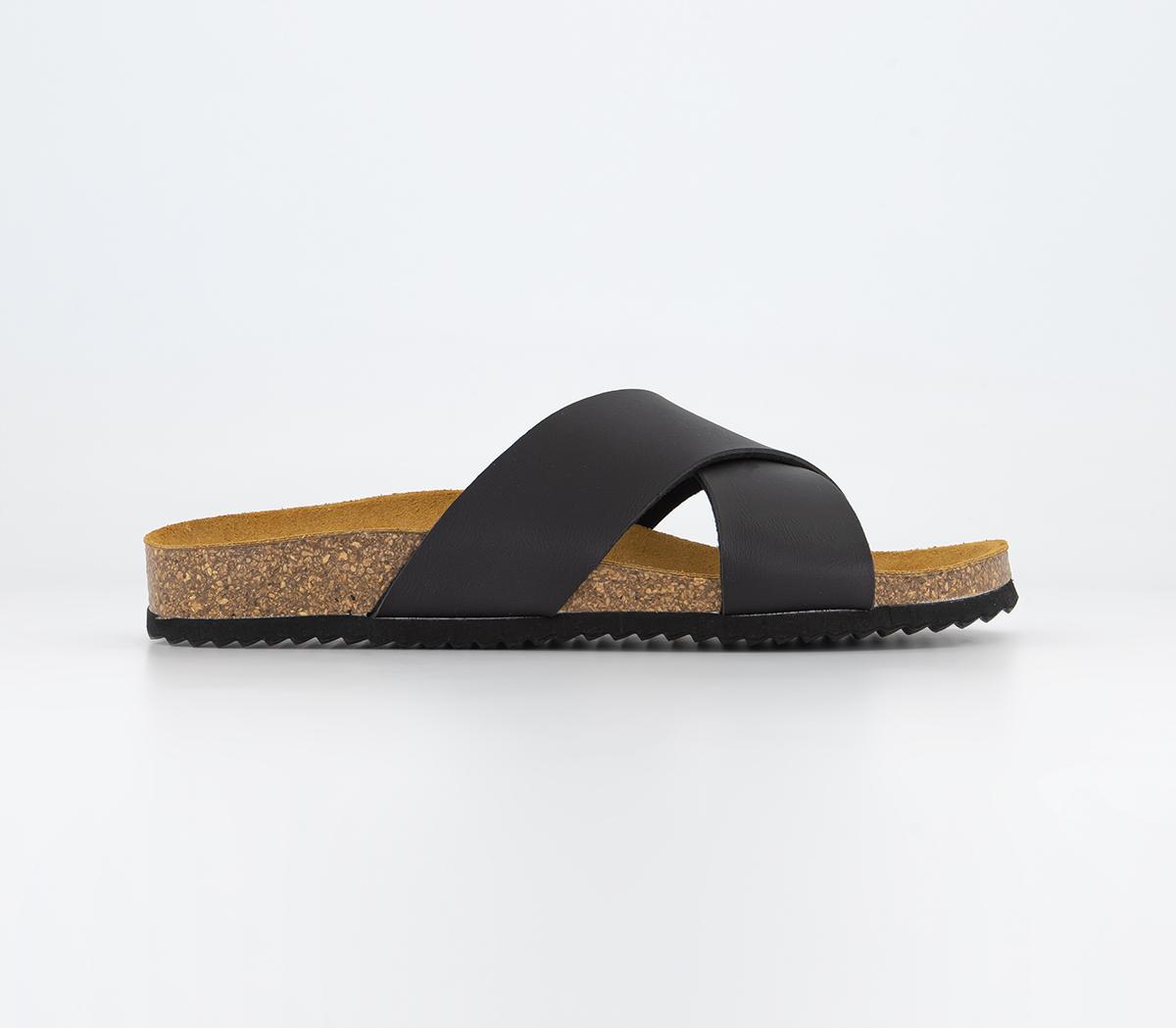 OFFICE Sugar Cross Over Cork Footbeds Black - Flat Shoes for Women