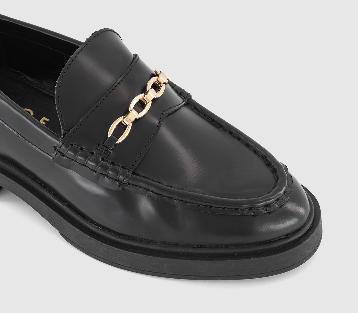 OFFICE Firecracker Leather Chain Loafers Black Leather - Flat Shoes for ...