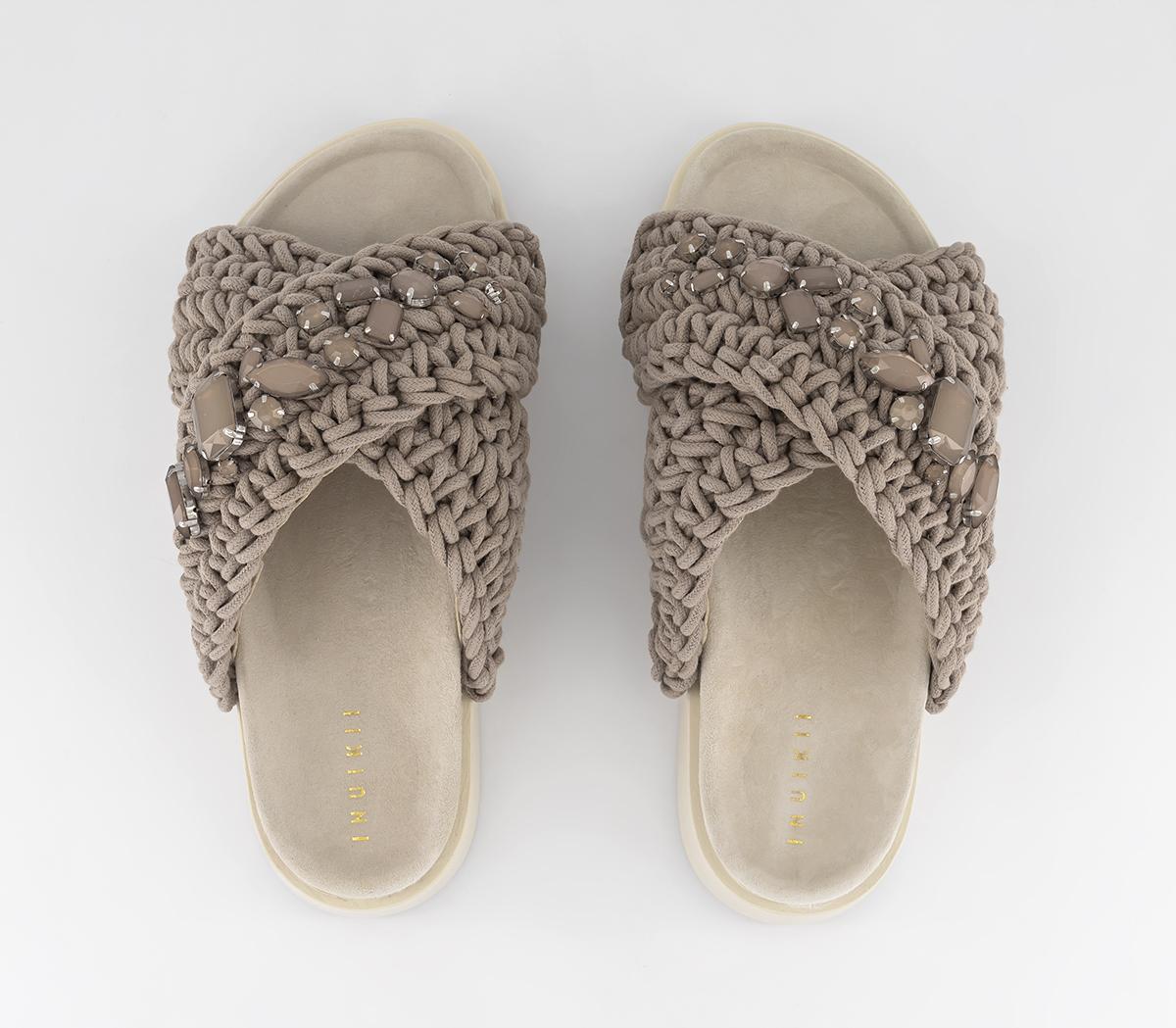 INUIKII Woven Stone Sliders Taupe - Women’s Sliders