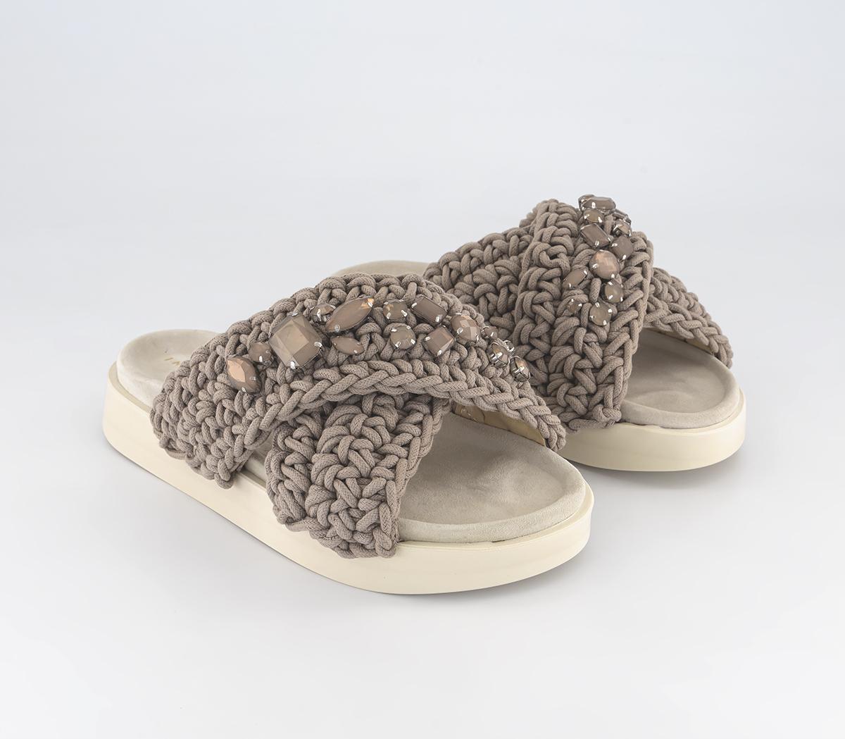 INUIKII Woven Stone Sliders Taupe - Women’s Sliders