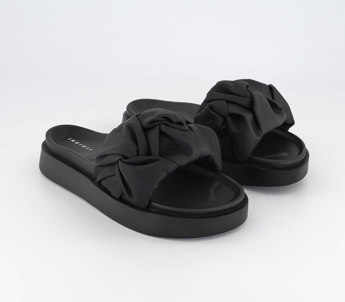 INUIKII Fjord Flower Sliders Black - Women’s Sliders