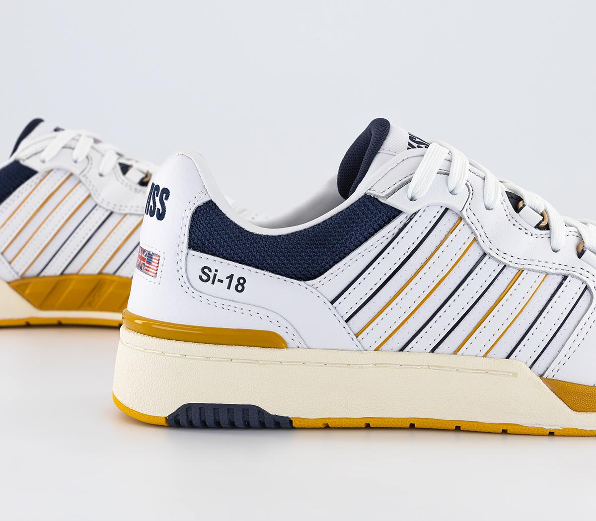 K-Swiss Si-18 Rival Trainers Brilliant White Navy Honey Gold - Men's ...