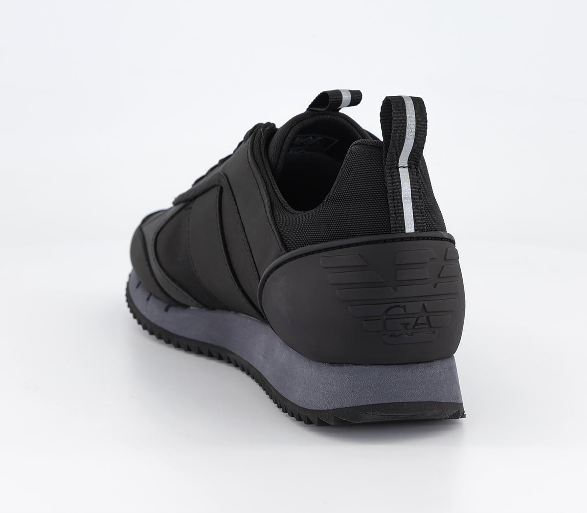 EA7 Emporio Armani EA7 B&W Trainers Black Iron Gate Silver Logo - Men's ...