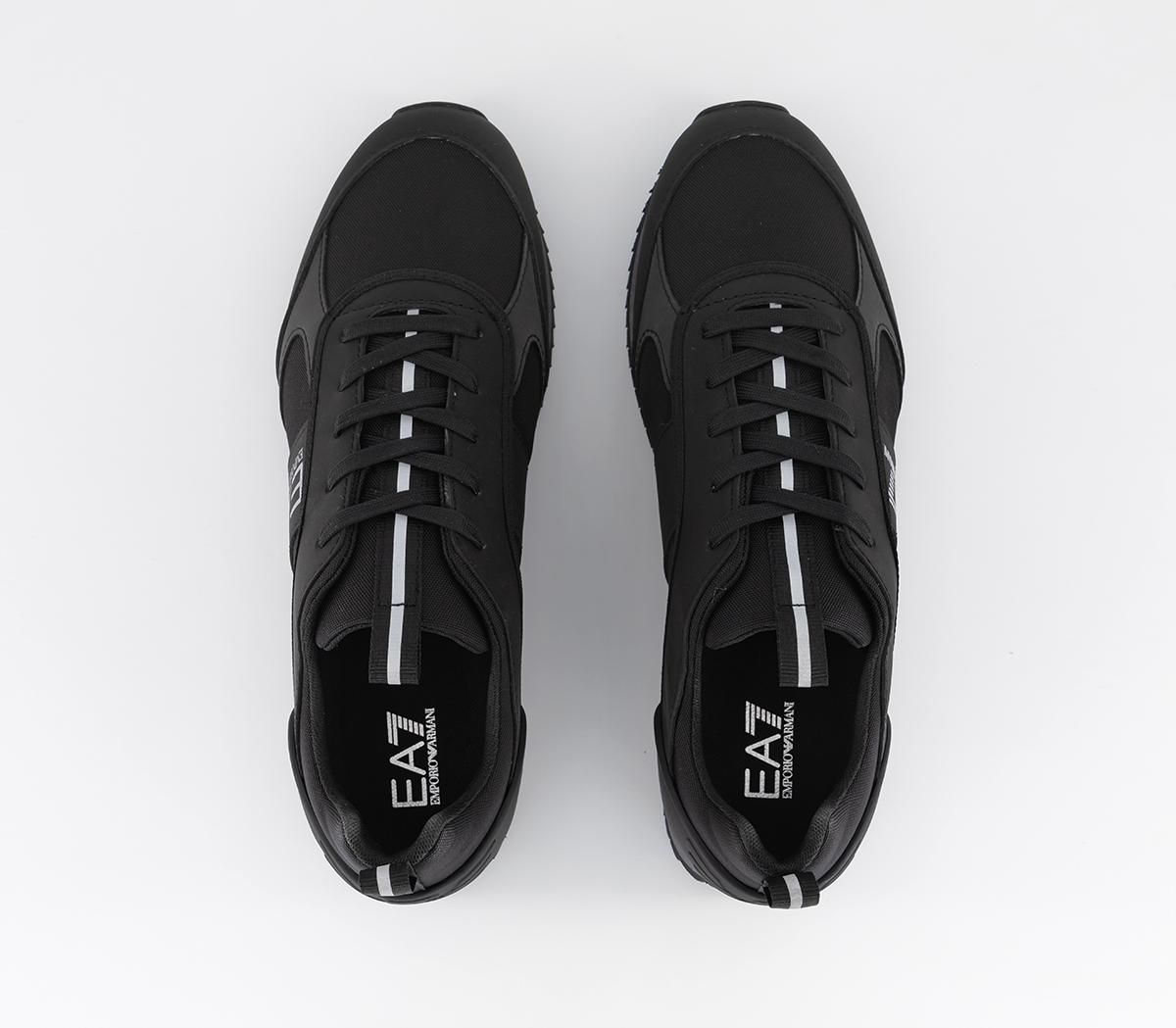 EA7 Emporio Armani EA7 B&W Trainers Black Iron Gate Silver Logo - Men's Trainers