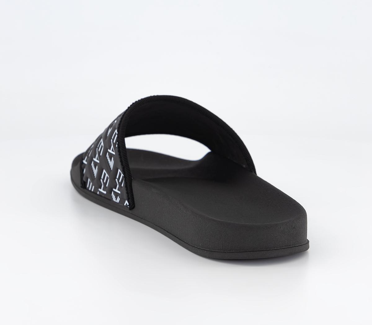 EA7 Emporio Armani EA7 All Over Slides Full Black White - Men’s Sliders