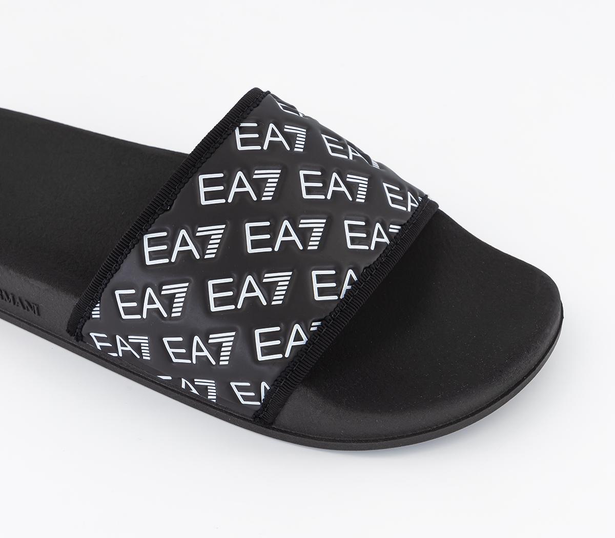 EA7 Emporio Armani EA7 All Over Slides Full Black White - Men’s Sliders