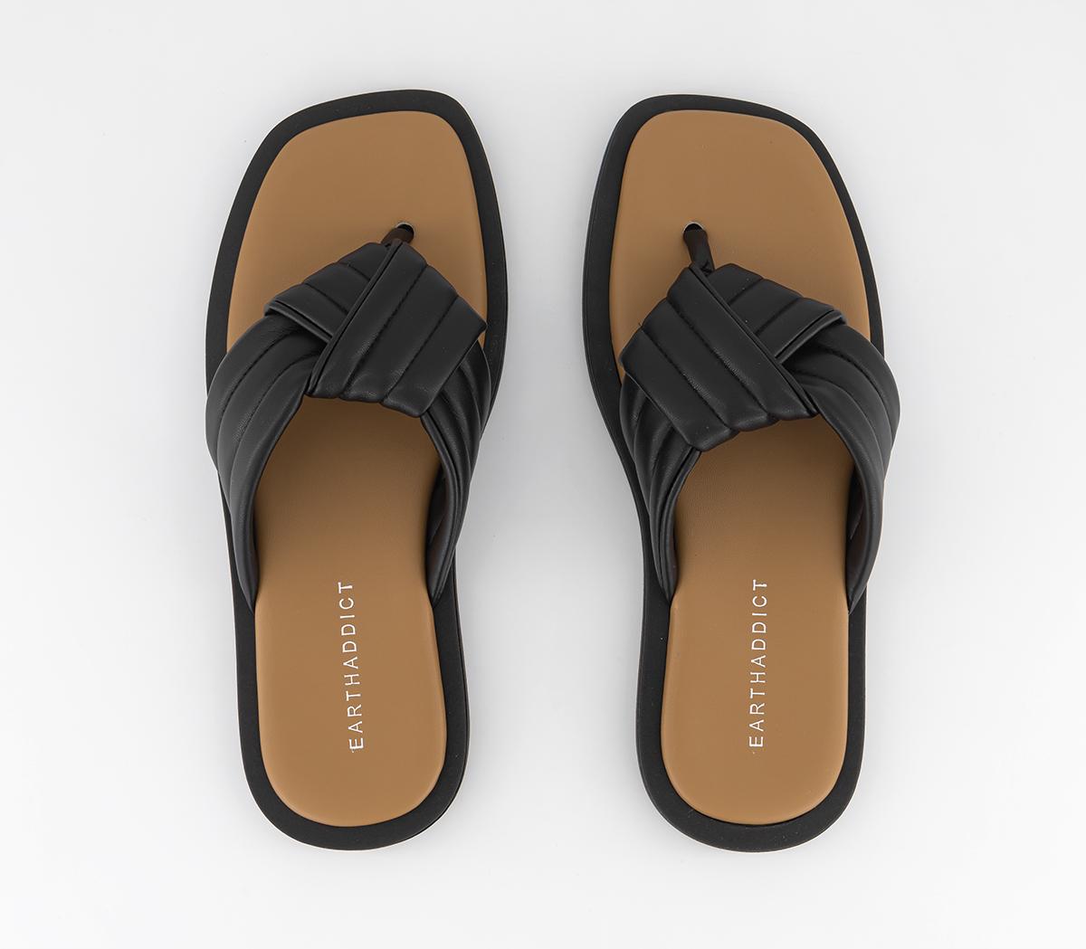EARTHADDICT Saffron Toe Thong Sandals Black - Women’s Sandals