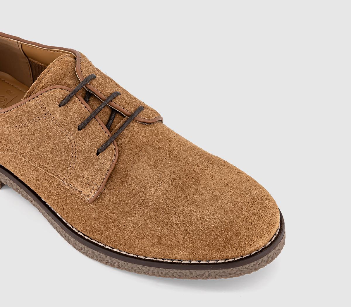 OFFICE Croft Crepe Look Derby Shoes Tan Suede - Men's Casual Shoes