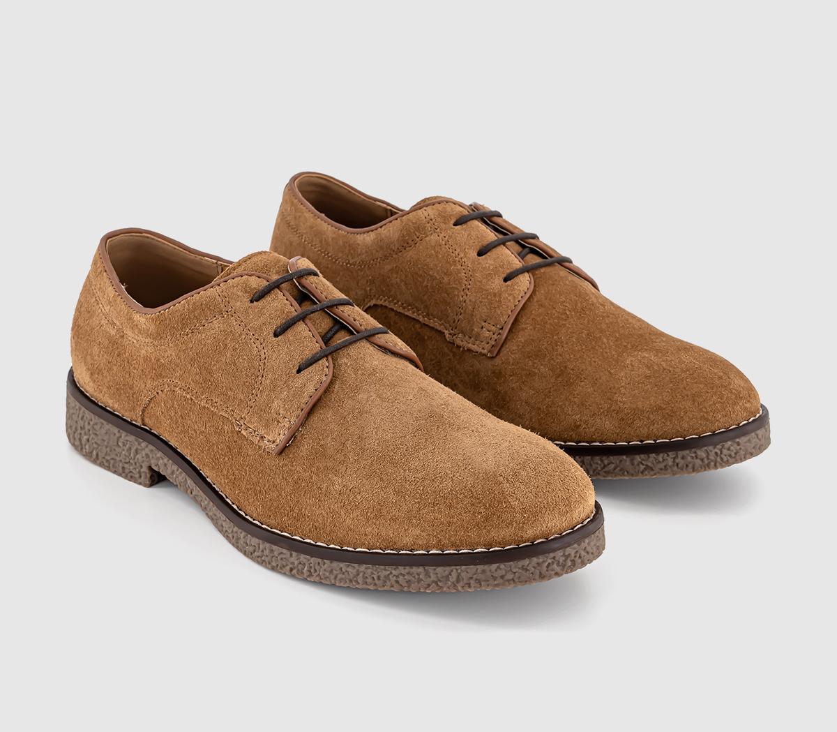 OFFICE Croft Crepe Look Derby Shoes Tan Suede - Men's Casual Shoes