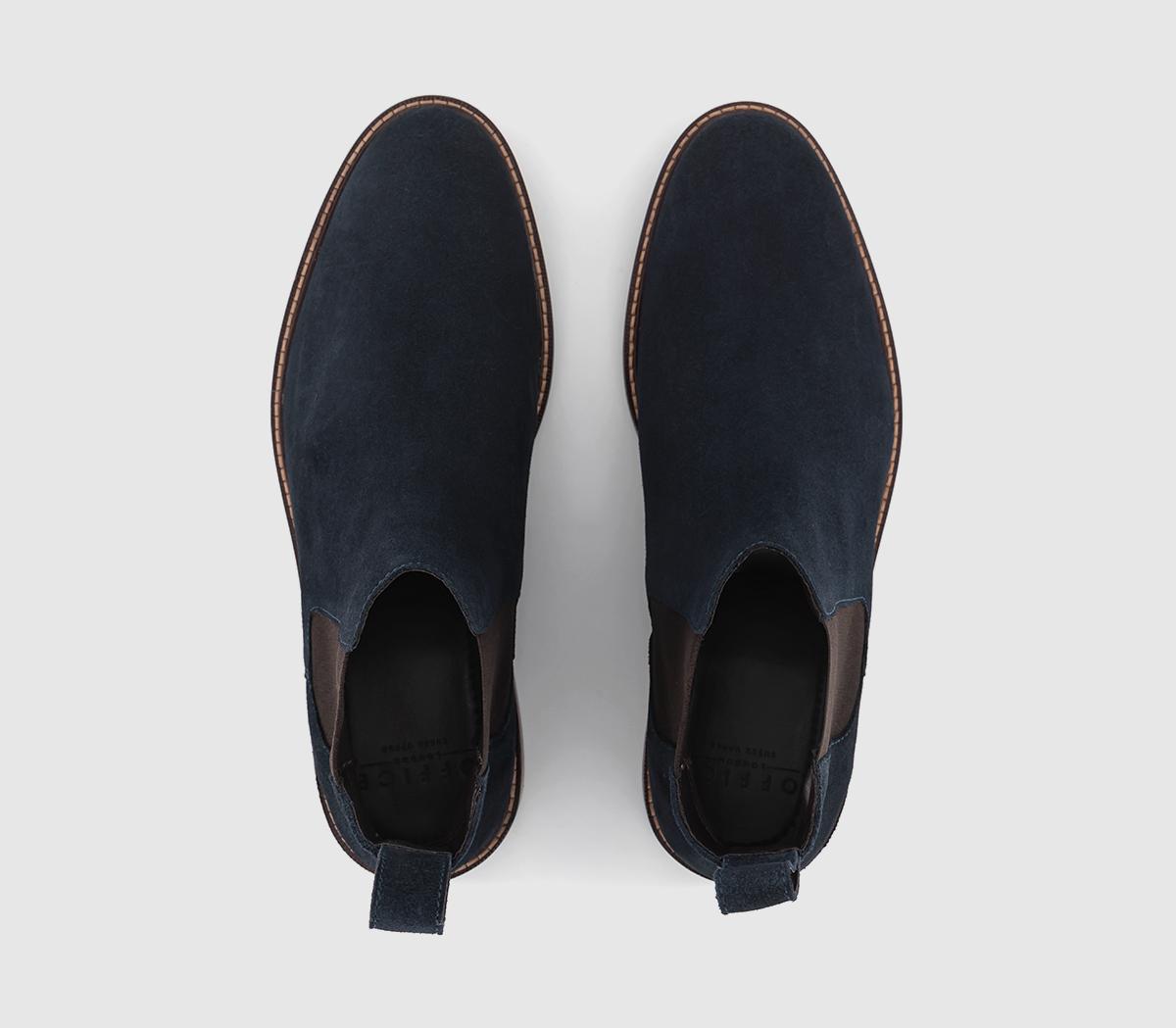 OFFICE Beacon Chelsea Boots Navy Suede - Men’s Boots