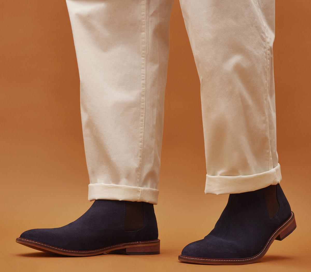 OFFICE Beacon Chelsea Boots Navy Suede - Men’s Boots
