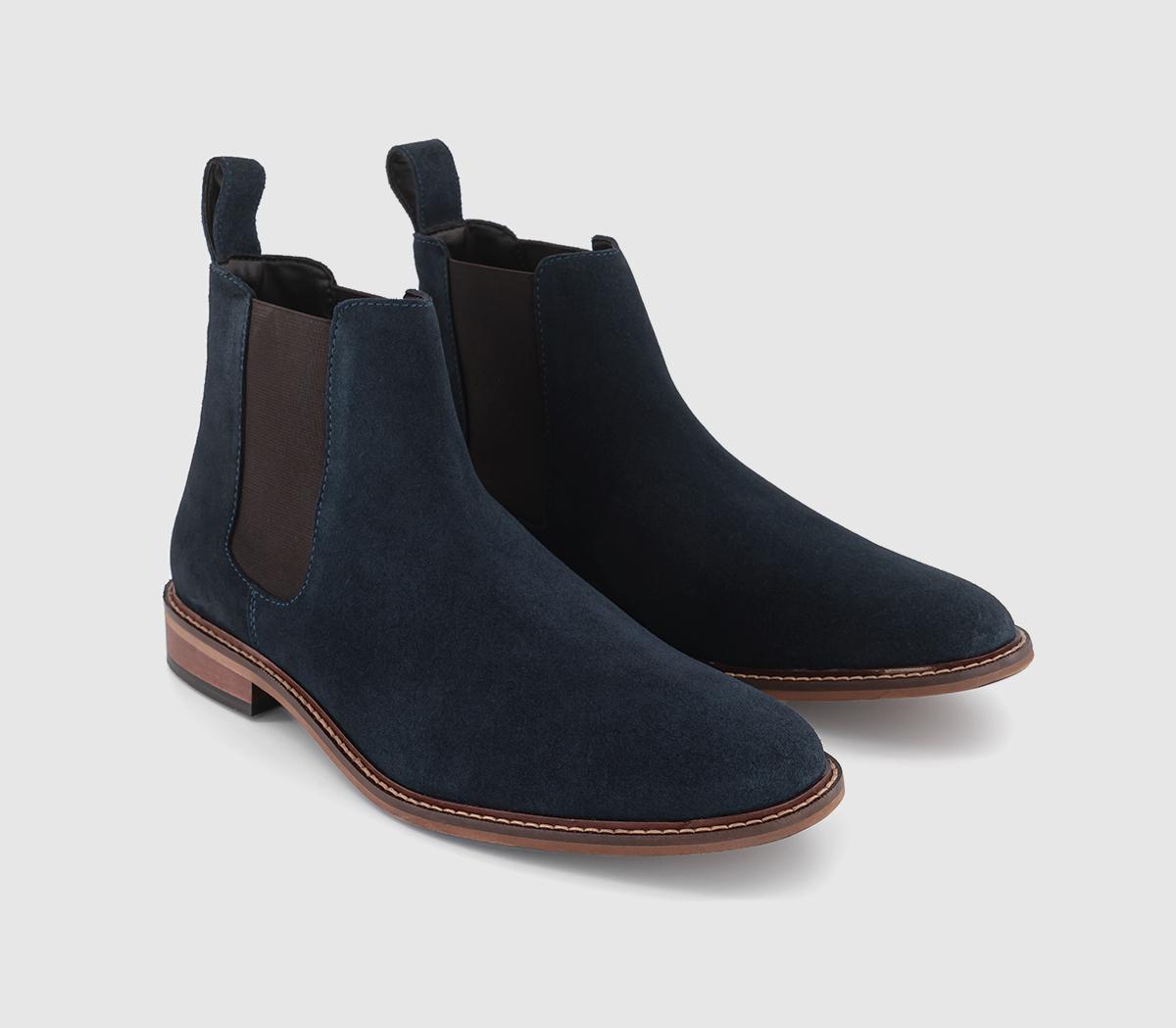 OFFICE Beacon Chelsea Boots Navy Suede - Men’s Boots