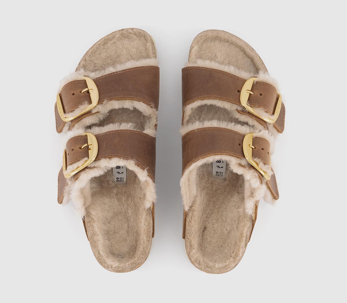 BIRKENSTOCK Arizona Big Buckle Shearling Cognac - Slides & Sandals