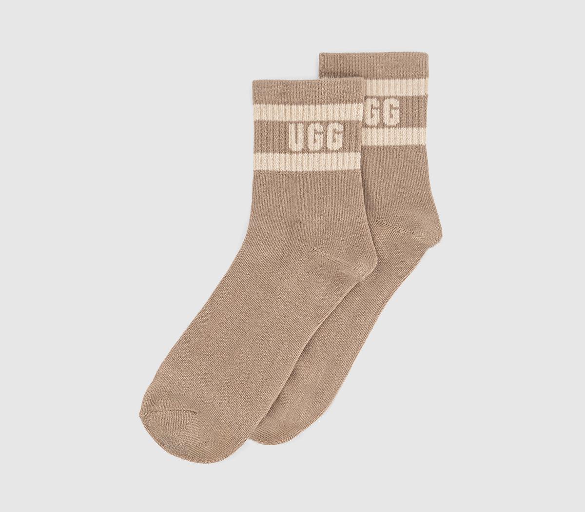 UGG Dierson Logo Quarter Socks Sand Wood Ash - Socks