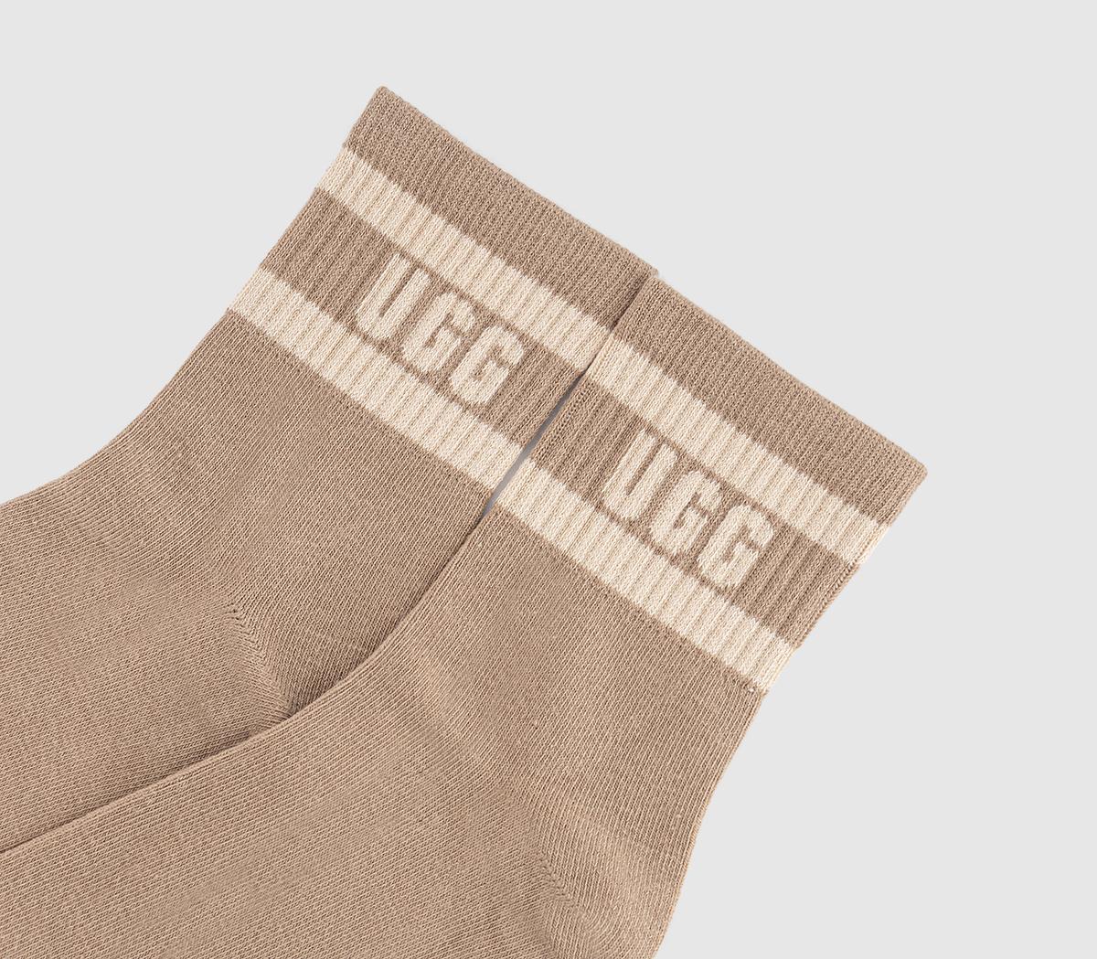 UGG Dierson Logo Quarter Socks Sand Wood Ash - Socks