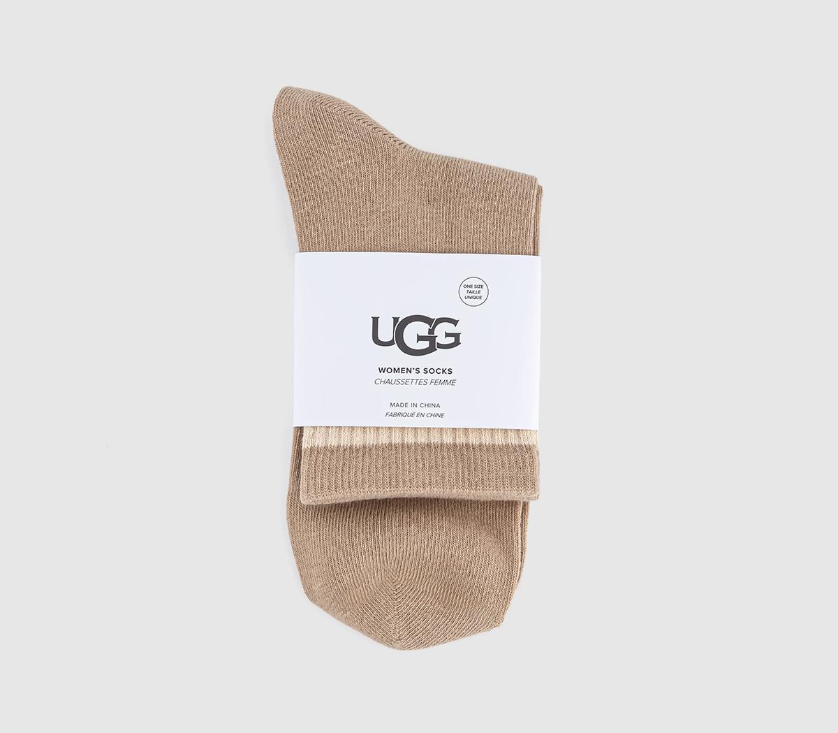 UGG Dierson Logo Quarter Socks Sand Wood Ash - Socks