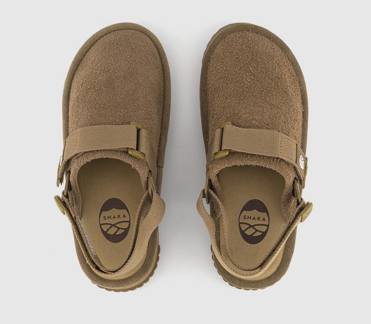 SHAKA Snug Hairy Suede Clogs Tan - Flat Shoes for Women