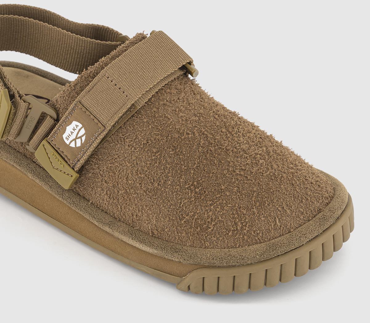 SHAKA Snug Hairy Suede Clogs Tan - Flat Shoes for Women