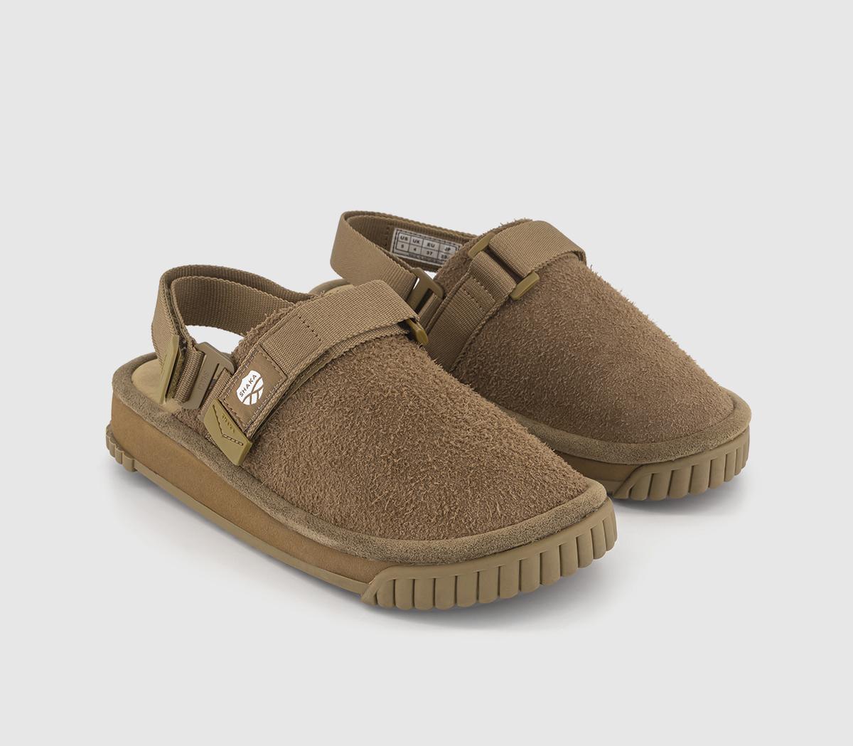SHAKA Snug Hairy Suede Clogs Tan - Flat Shoes for Women