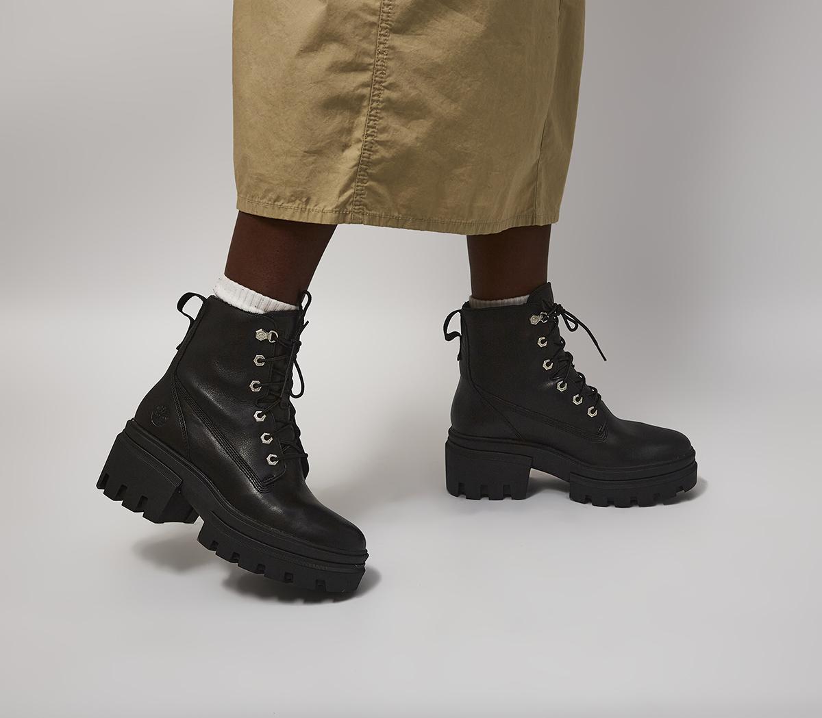 Timberland Everleigh 6 Inch Lace Up Boots Black Full Grain - Women's ...