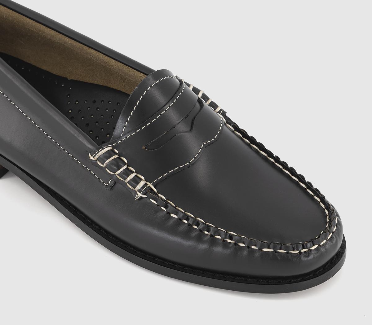 G.H Bass & Co Weejun Womens Penny Contrastitch Loafers Black - Women’s ...