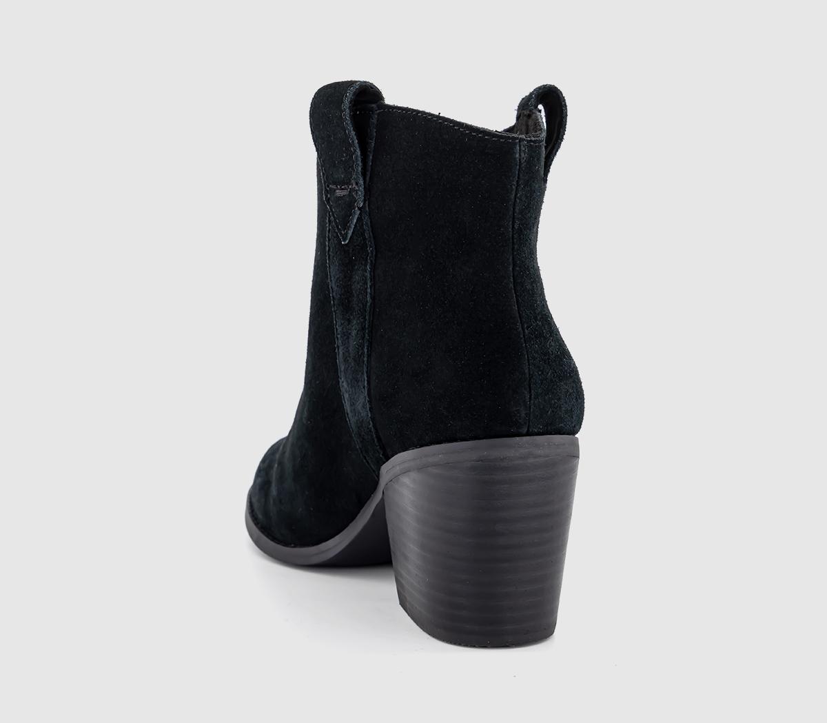 TOMS Constance Western Boots Black Suede - Women's Ankle Boots