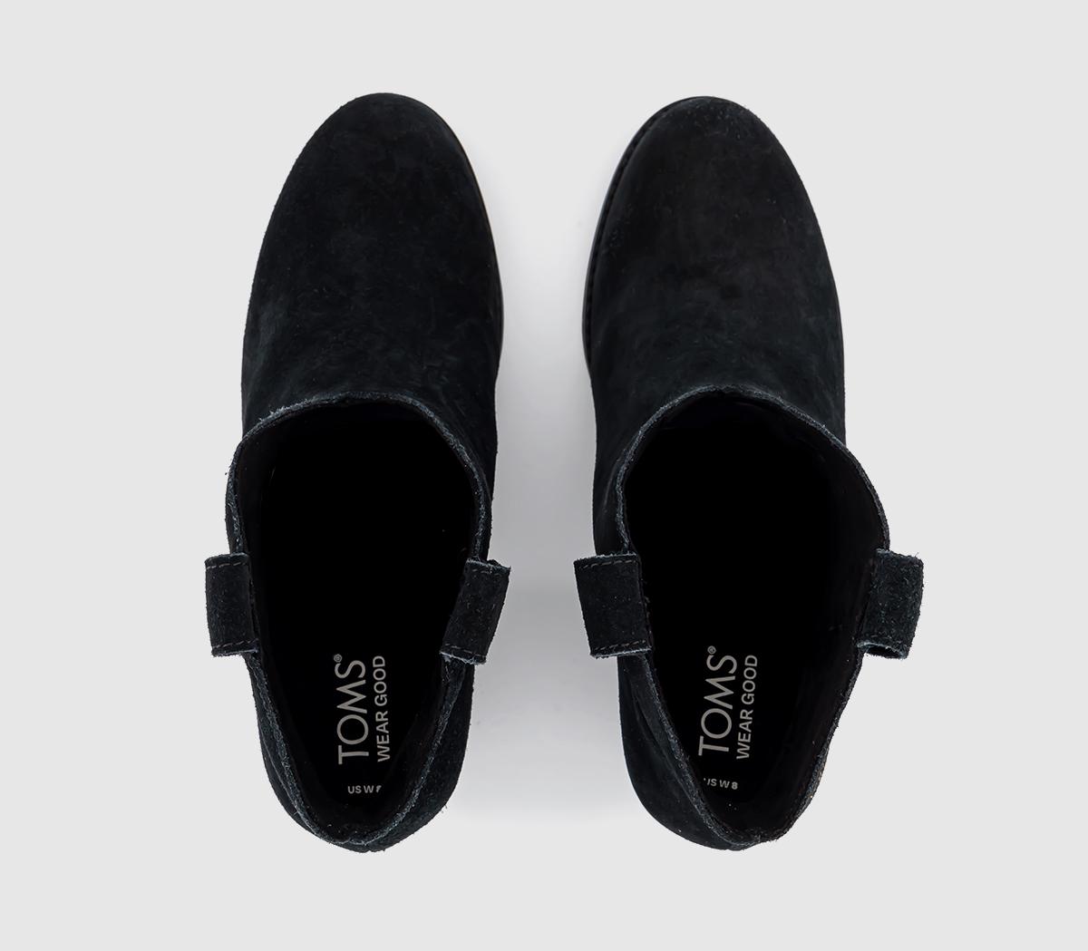 TOMS Constance Western Boots Black Suede - Women's Ankle Boots