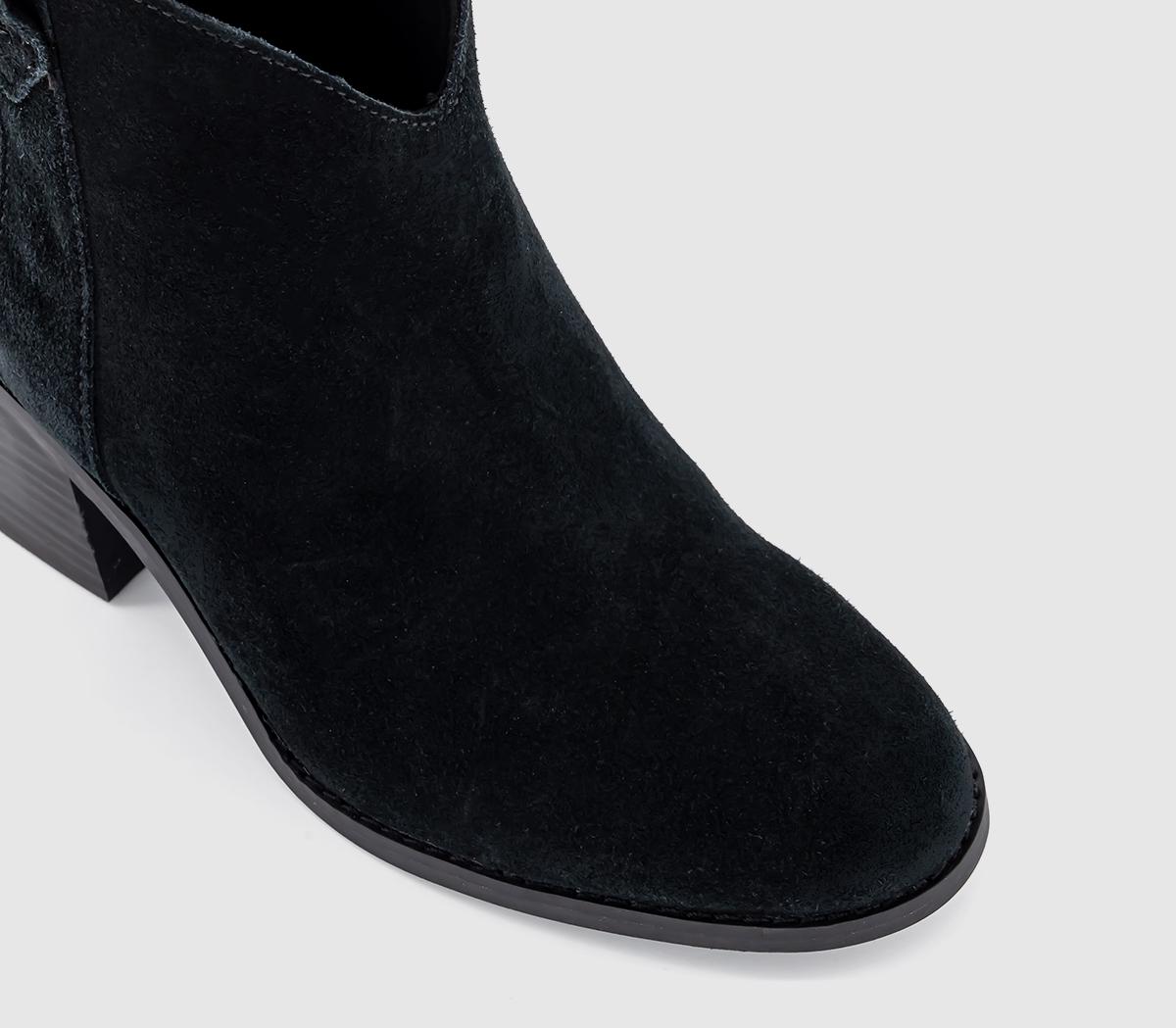 TOMS Constance Western Boots Black Suede - Women's Ankle Boots