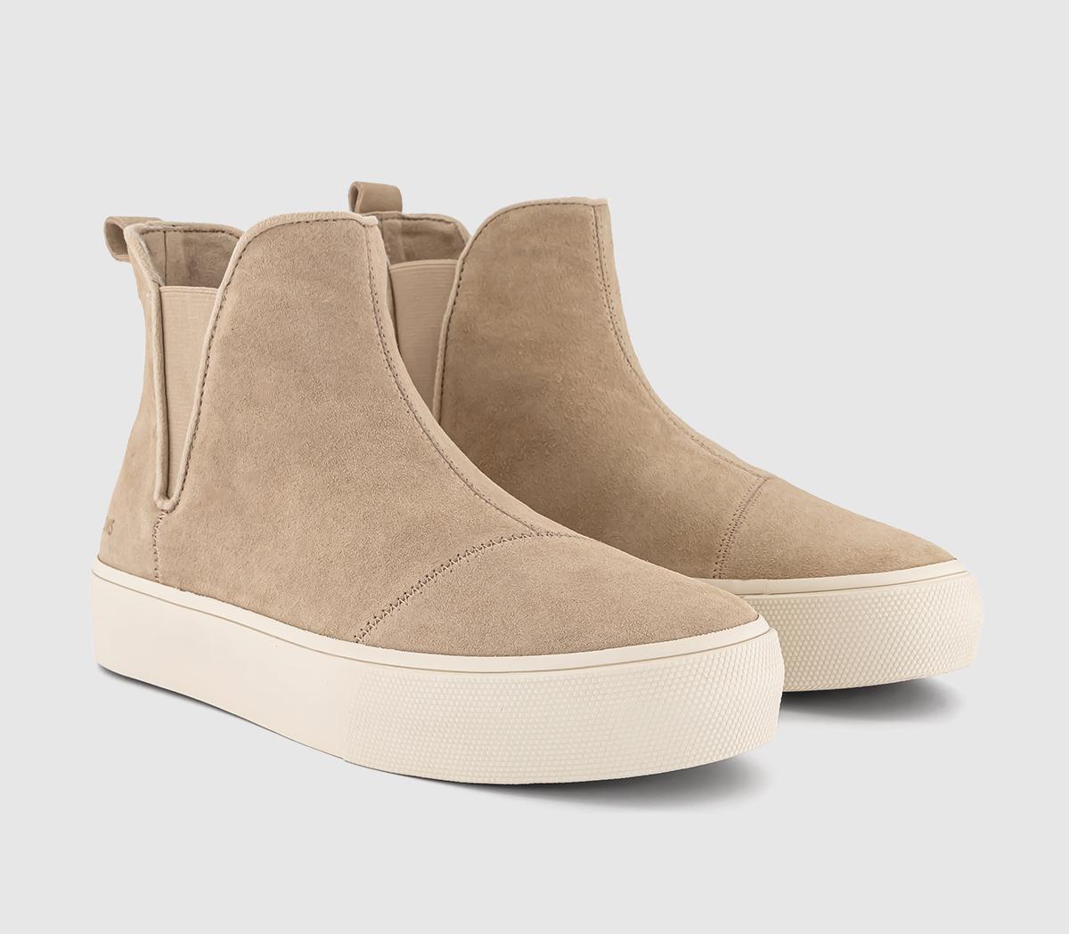 TOMS Fenix Platform Chelsea Boots Oat Suede - Women's Ankle Boots