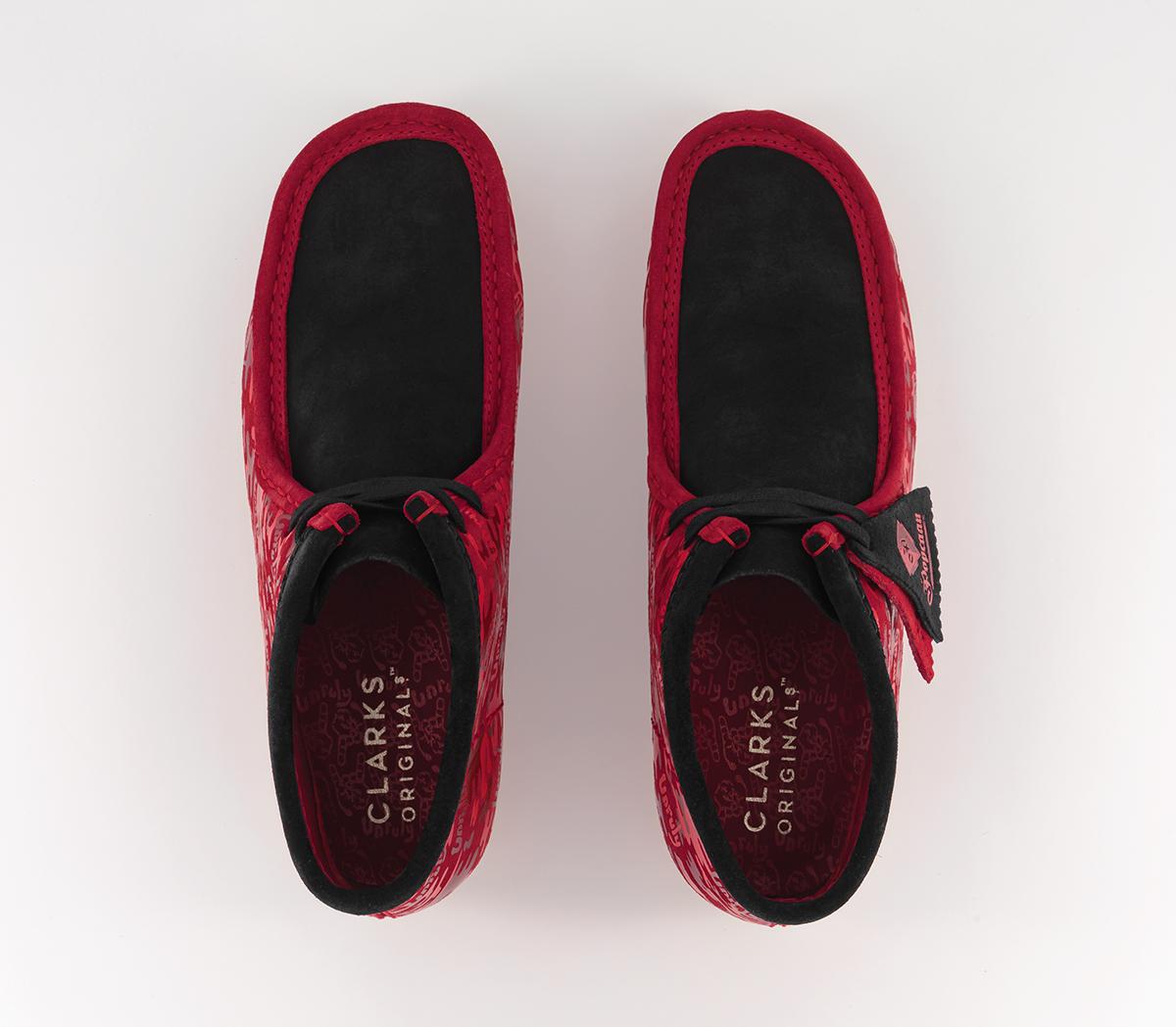 Clarks Originals Popcaan Wallabee Boots Red Camo - Men’s Boots