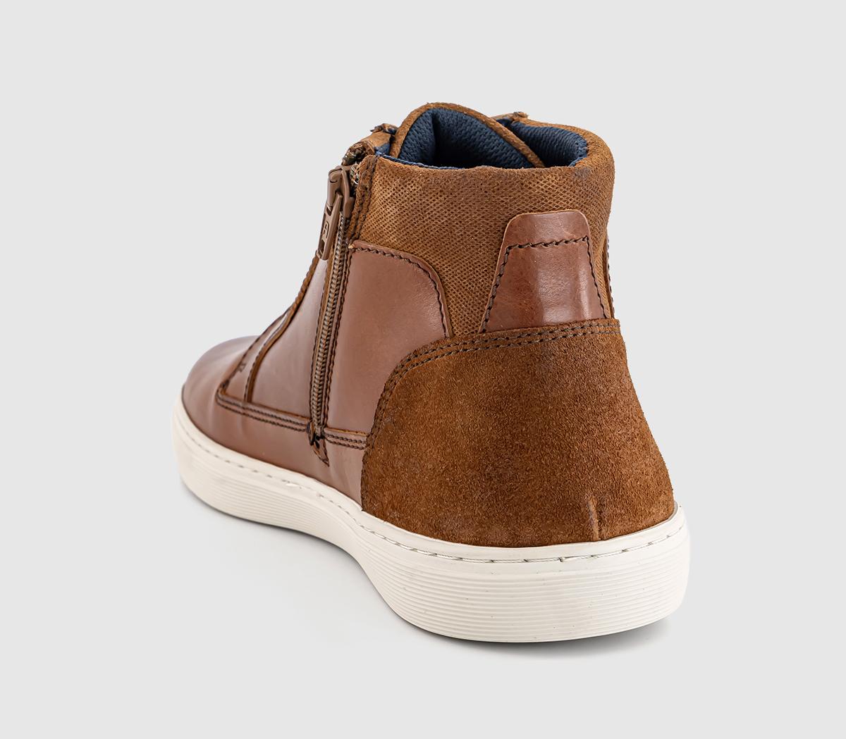 OFFICE Chadlington Mid Top Trainers Tan Leather - Men's Casual Shoes