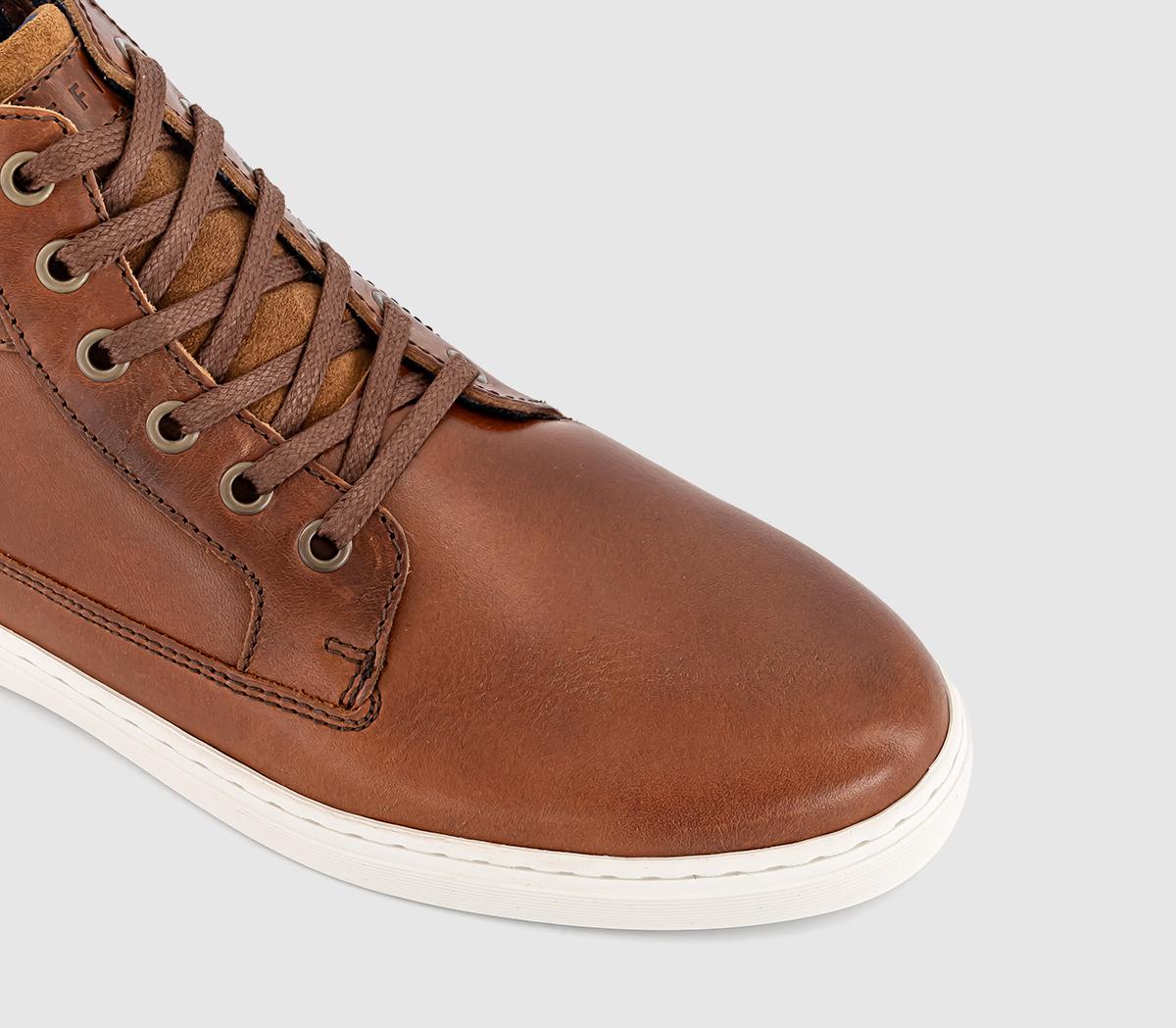 OFFICE Chadlington Mid Top Trainers Tan Leather - Men's Casual Shoes