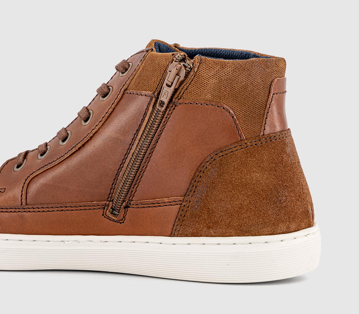 OFFICE Chadlington Mid Top Trainers Tan Leather - Men's Casual Shoes