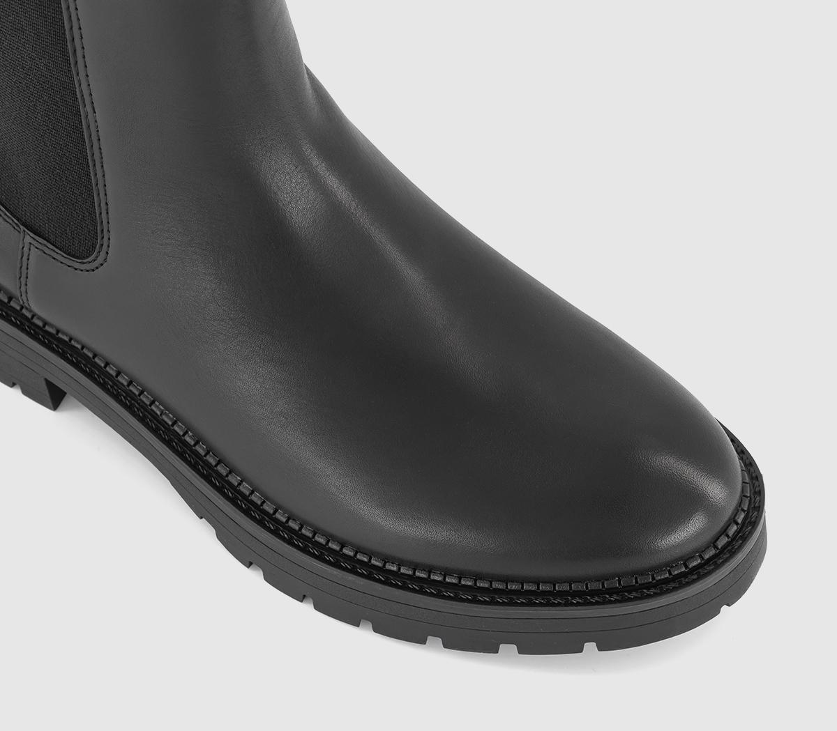 OFFICE Alby Cleated Sole Chelsea Boots DNA Black Leather - Women's ...