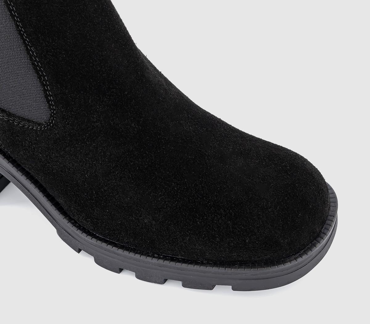 OFFICE Artie Cleated Mid Height Chelsea Boots Black Suede - Women's ...